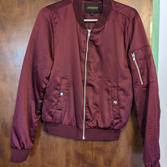 Ambiance | Jackets & Coats | Maroon Bomber Jacket | Poshmark